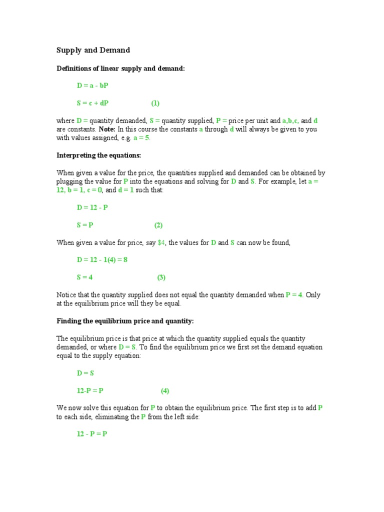 Supply and Demand | PDF | Economic Equilibrium | Demand