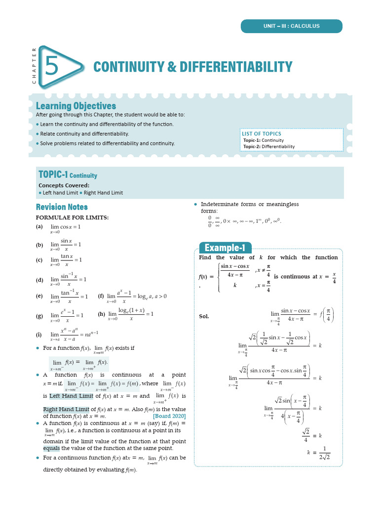 Class 12 Mathematics Neet Study Maerials 5. Continuity ...