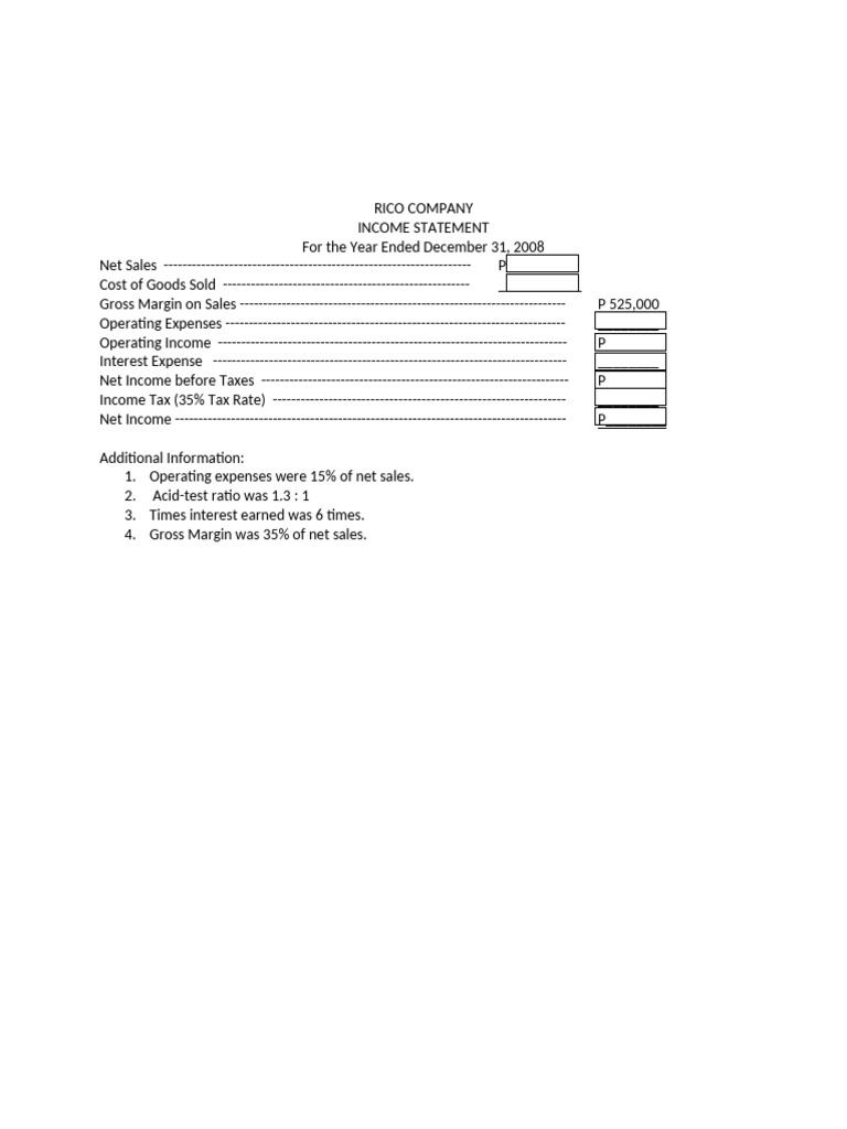 RICO COMPANY Income Statement | PDF
