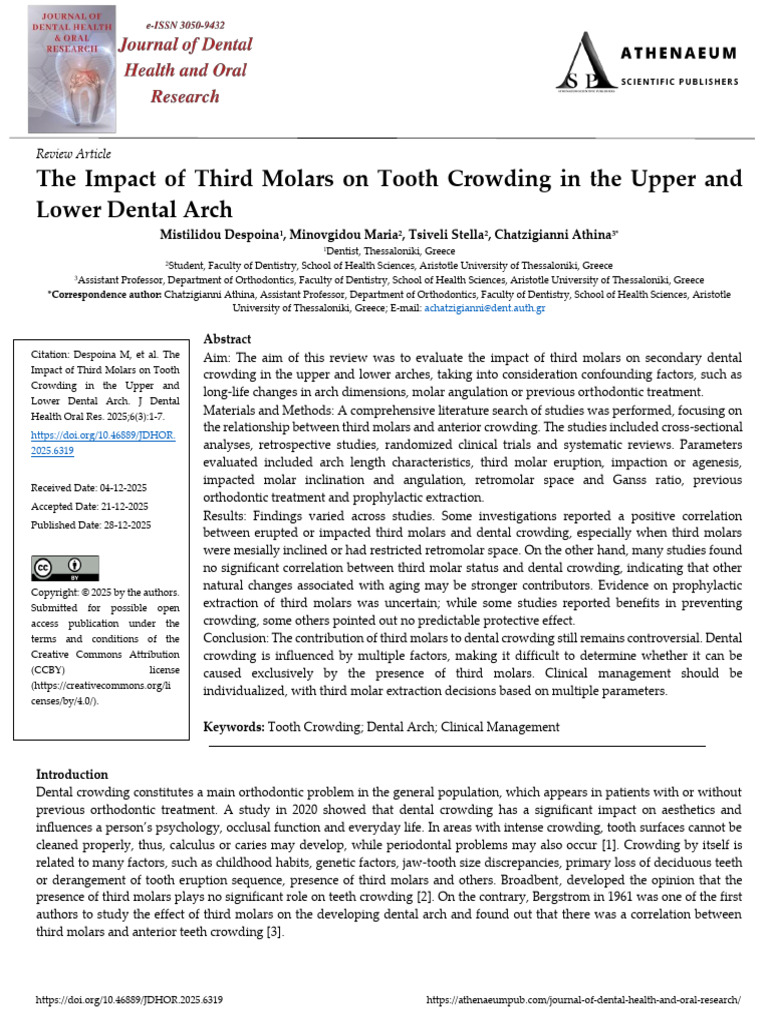 The Impact of Third Molars On Tooth Crowding in The Upper and Lower ...