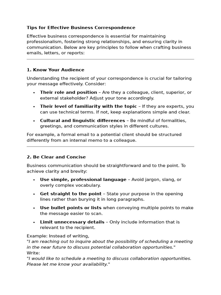 Tips For Effective Business Correspondence | PDF | Plagiarism | Credibility