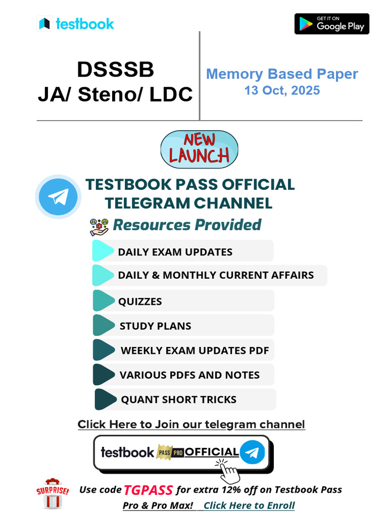 DSSSB LDC (Jr. Assistant, Steno, LDC) Memory-Based Paper (Held On - 13 ...