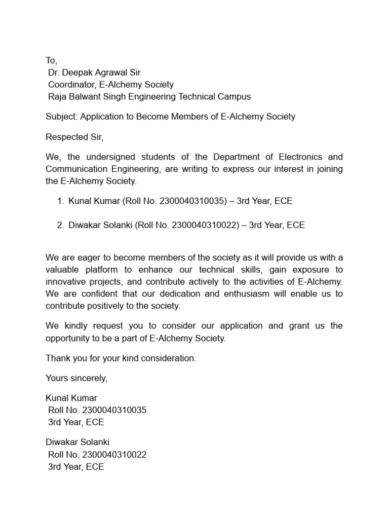 E-Alchemy Society Membership Application | PDF