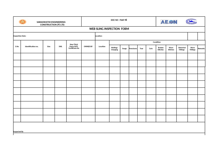 Web Siling Check List | PDF