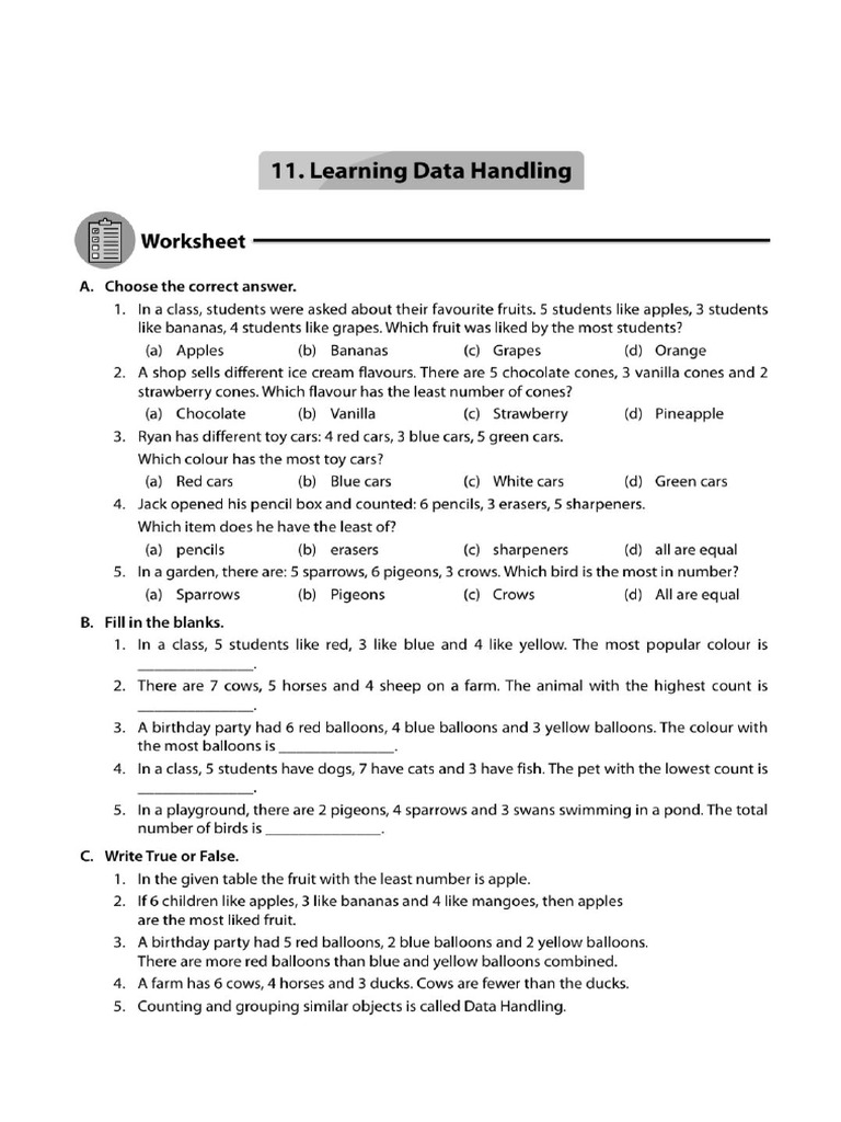 Grade - 1 Math - Lesson - 11 Learning Data Handling (Skip Q-F Assertion ...