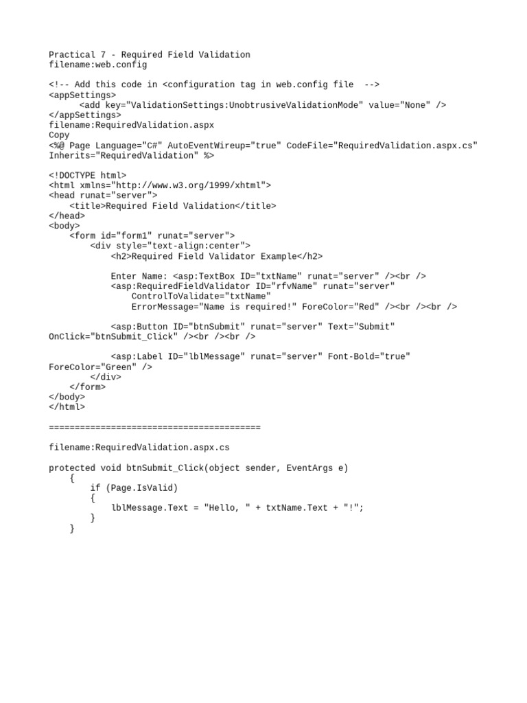 Required Field Validation Example | PDF