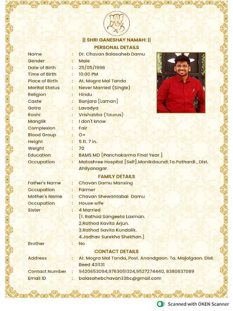 Dr. Chavan Balasaheb Biodata | PDF