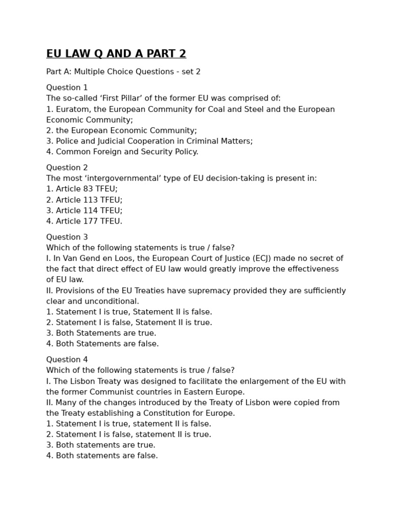 Eu Law Q and A Part 2 | PDF | World Politics | European Parliament