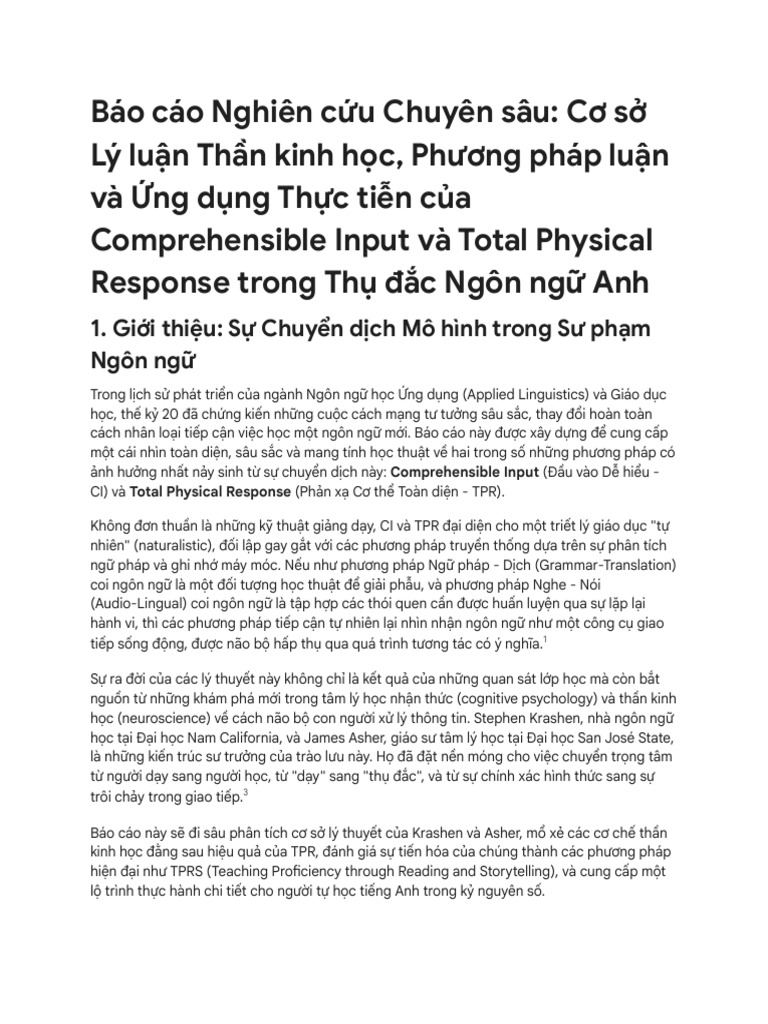 Học Tiếng Anh - Comprehensible Input Và TPR | PDF