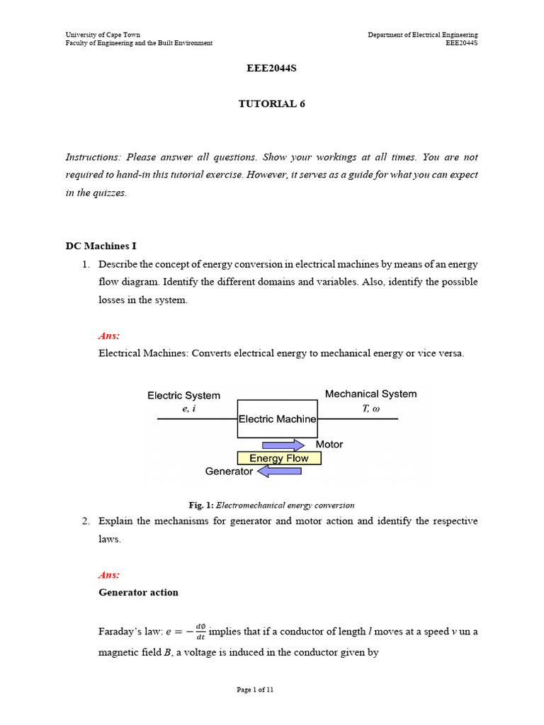 DC Machines Tutorial: Energy Conversion | PDF | Electric Motor ...
