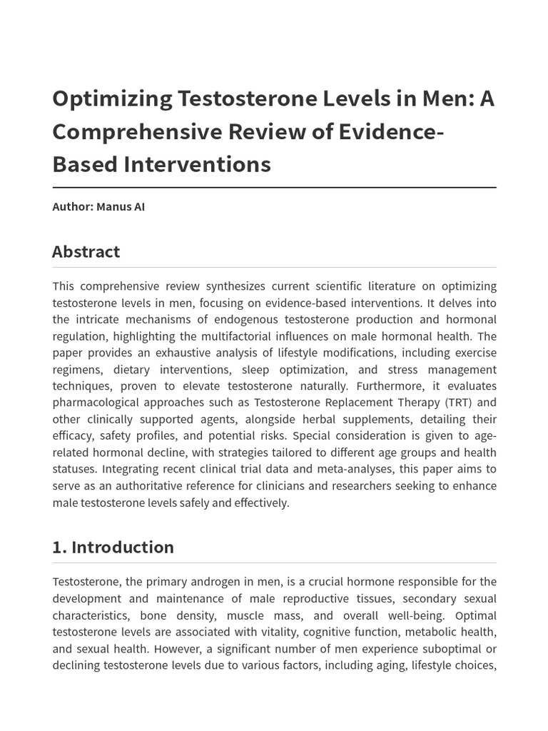 Testosterone Optimization Research Paper | PDF | Strength Training | Sleep