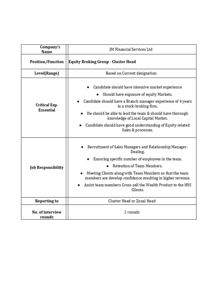 JD Unit Manager | PDF