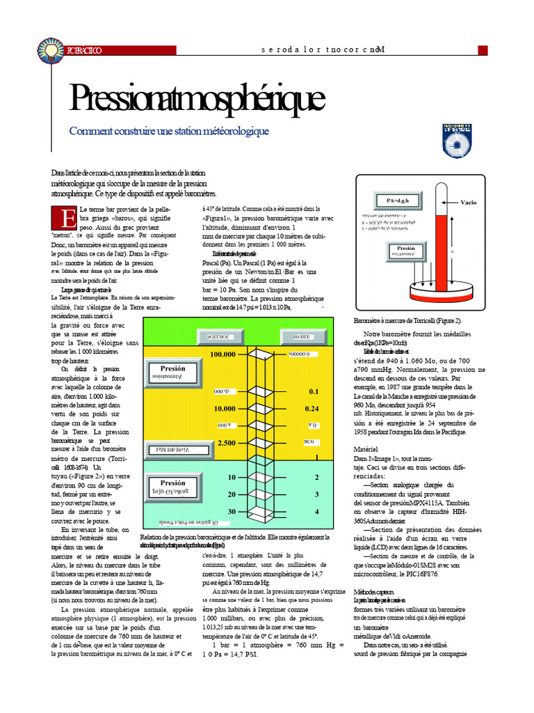 Baromètres : Mesure de la pression atmosphérique | PDF | Pression ...
