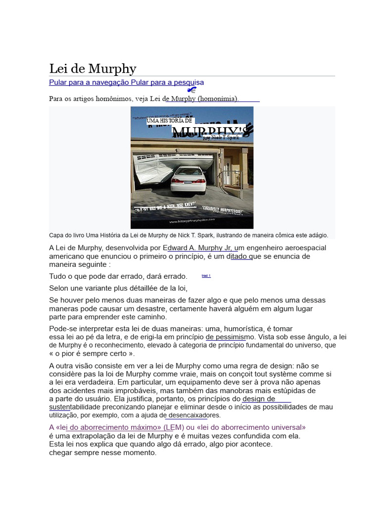 Entenda a Lei de Murphy e Seus Princípios | PDF | Experiência | Tempo