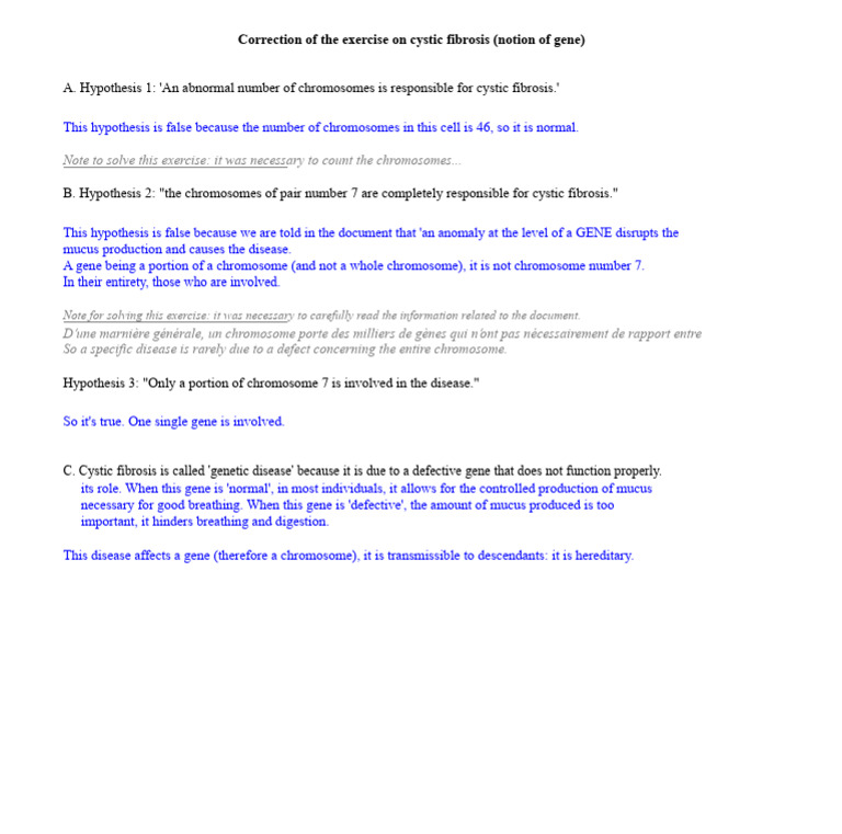Cystic Fibrosis Gene Analysis Exercise | PDF