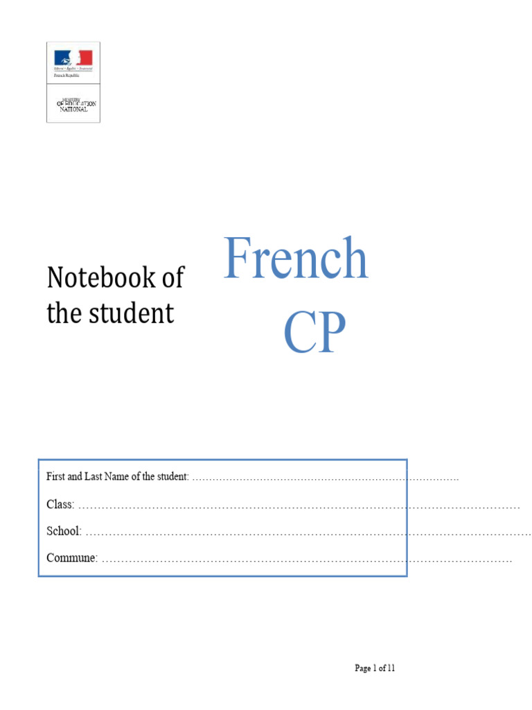 Assessments in CP. The French Test | PDF | Writing