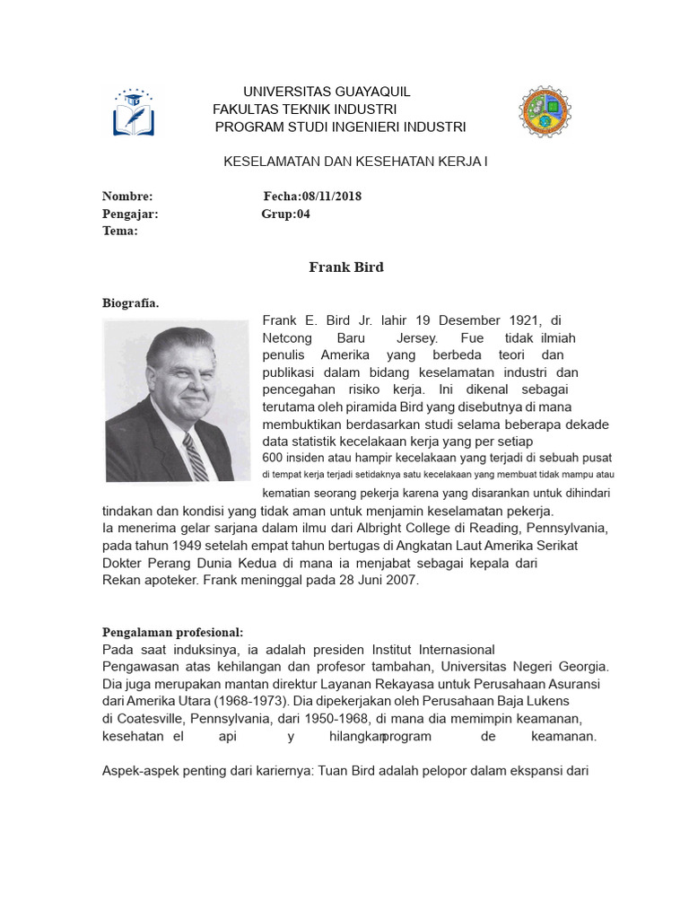 Biografi Frank E. Bird Jr. dan Kontribusinya | PDF