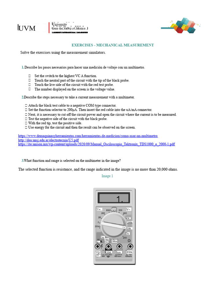 Multimeter Measurement Exercises Guide | PDF | Electronics ...