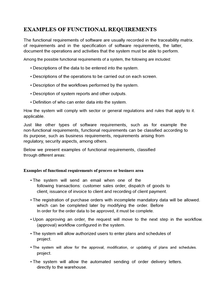 Examples of Functional and Non-Functional Requirements | PDF | Security ...