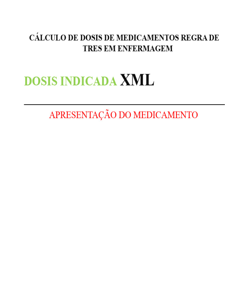 Cálculo de Dose de Medicamentos Regra de Três em Enfermagem | PDF