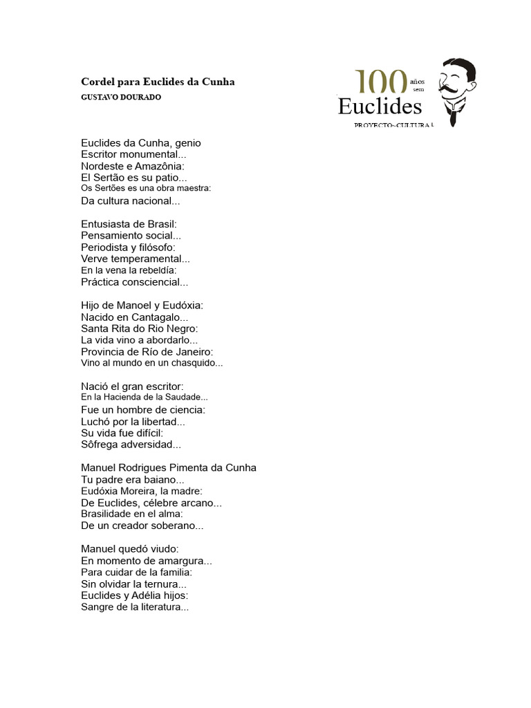 Cordel para Euclides Da Cunha | PDF | Educación en artes liberales