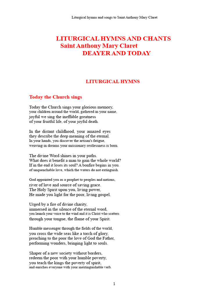 Hymns to Saint Anthony Mary Claret | PDF | Mary, Mother Of Jesus | Jesus