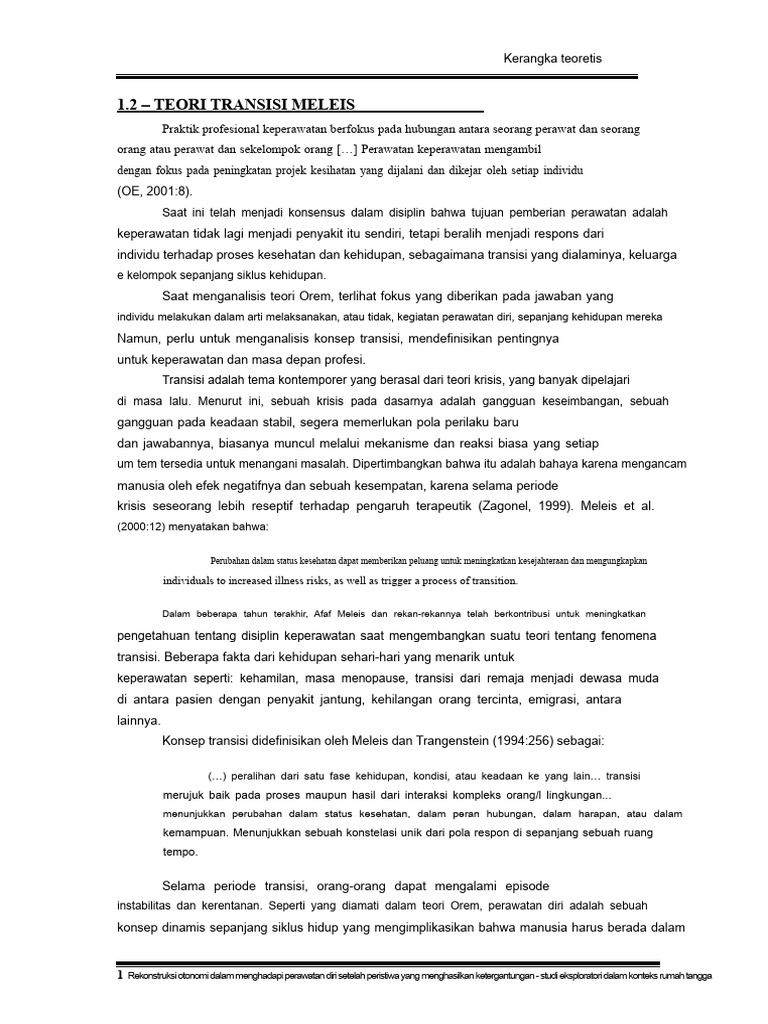 Teori Transisi Meleis dalam Keperawatan | PDF