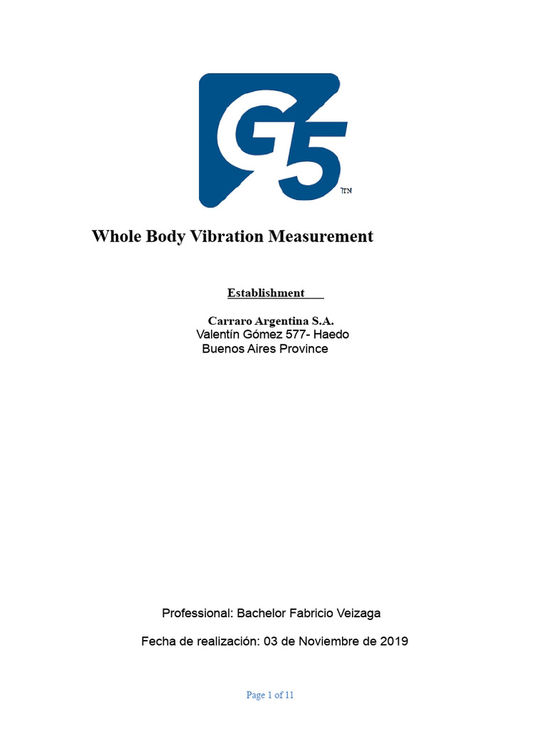 Whole Body Vibration Assessment Report | PDF | Frequency | Hertz