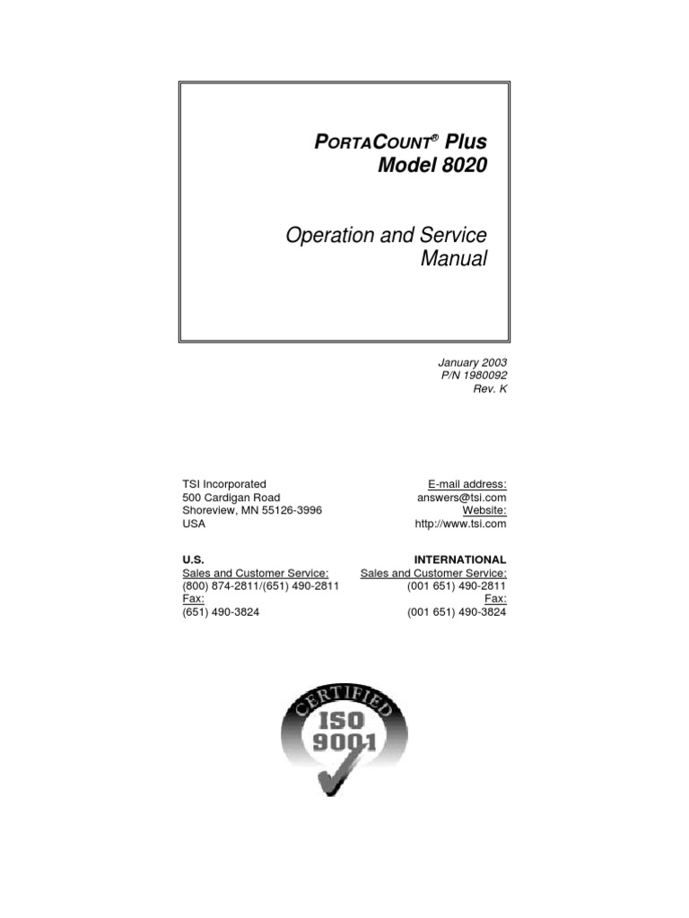 Tsi Portacount 8020 | PDF | Electrical Connector | Ac Power Plugs And ...
