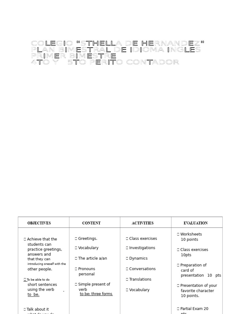 Annual Planning For 4th and 5th Grade English Language. | PDF | English ...