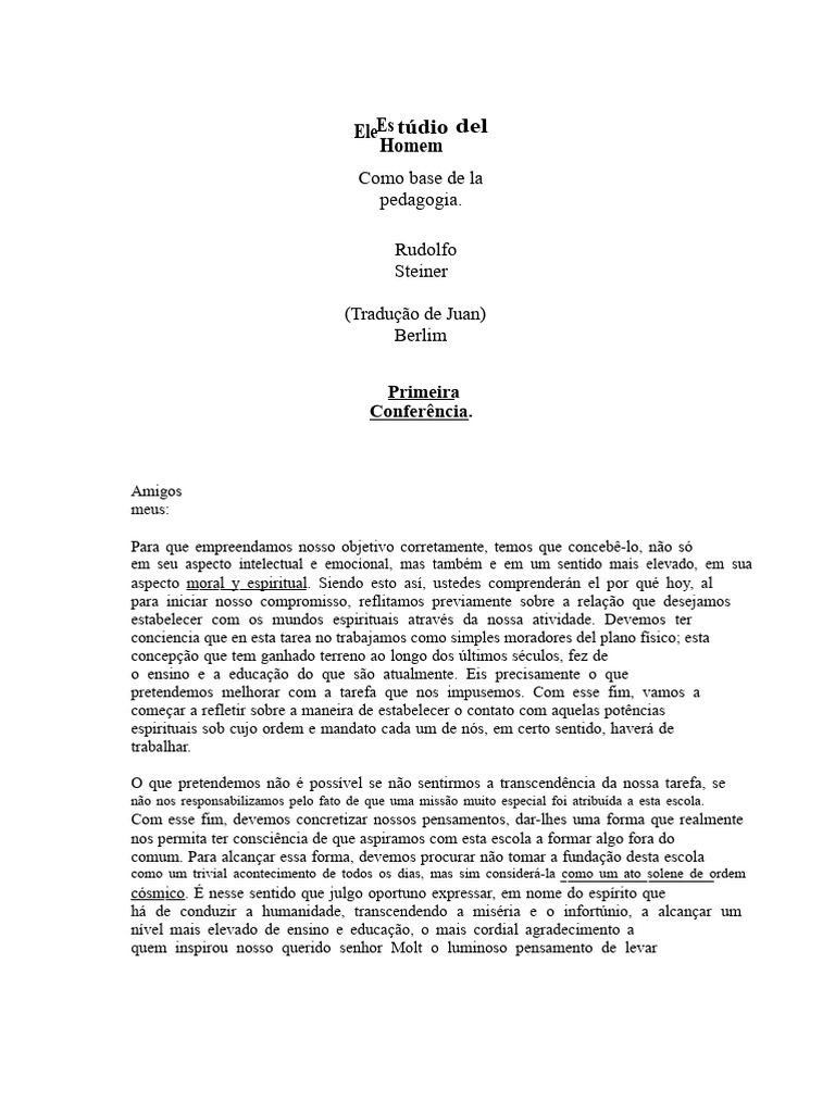 Rudolf Steiner Estudo Do Homem Como Base Da Pedagogia | PDF | Alma ...