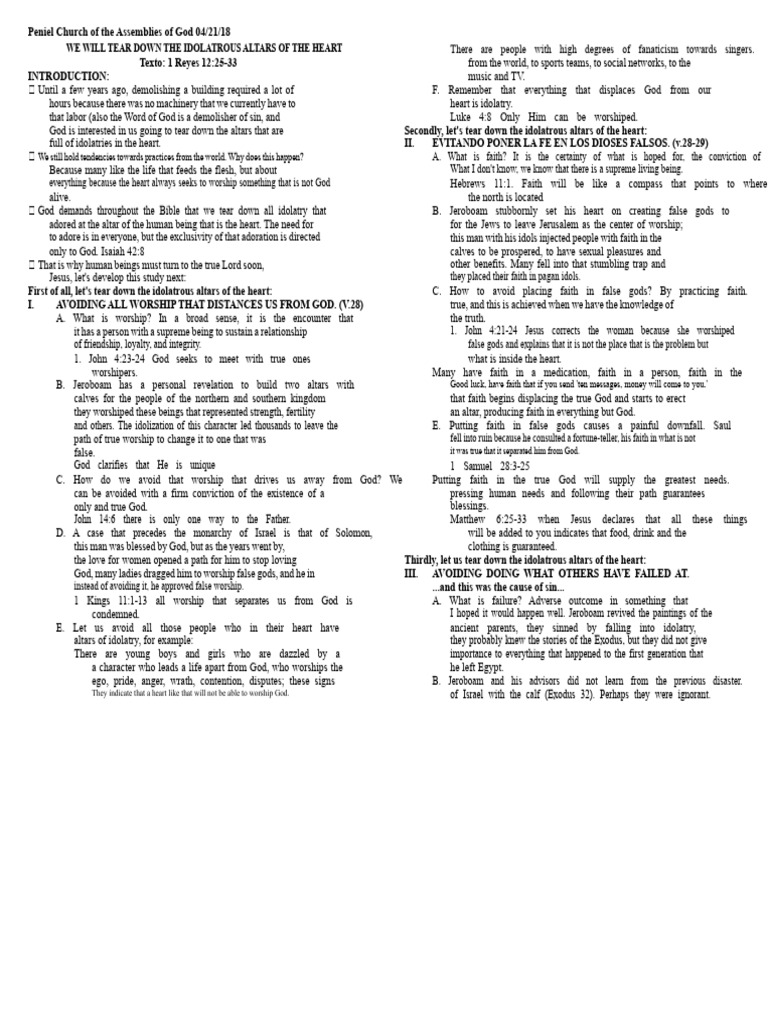Tearing Down Idolatrous Altars of the Heart | PDF | Idolatry | God