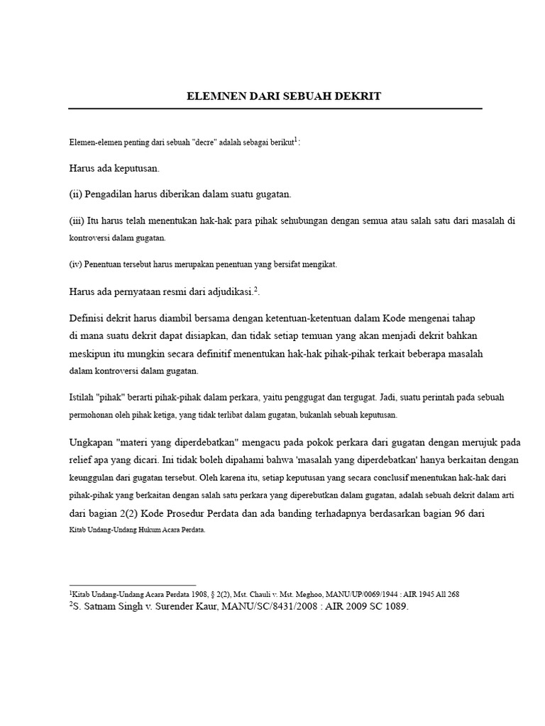 Elemen Penting Dekrit dalam Hukum | PDF