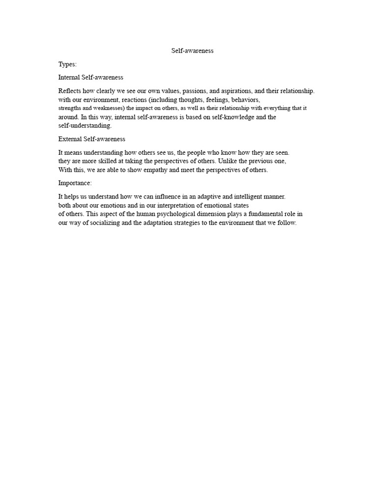 Understanding Self-Awareness Types | PDF