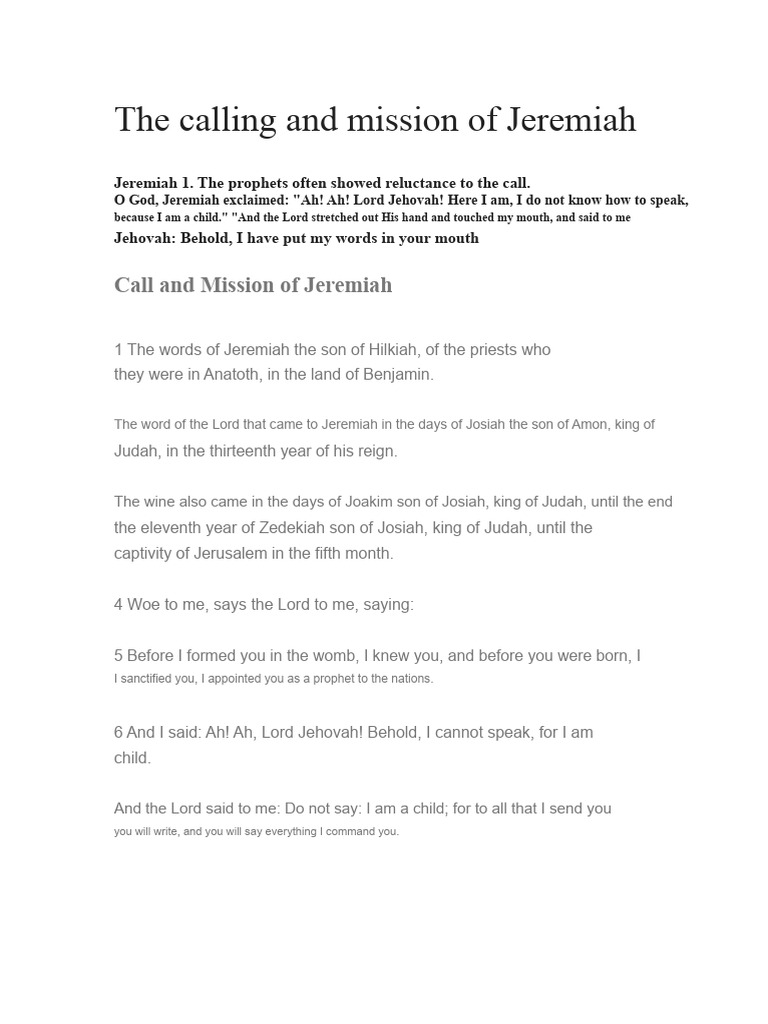 Jeremiah's Divine Calling Explained | PDF | Jeremiah | Theology