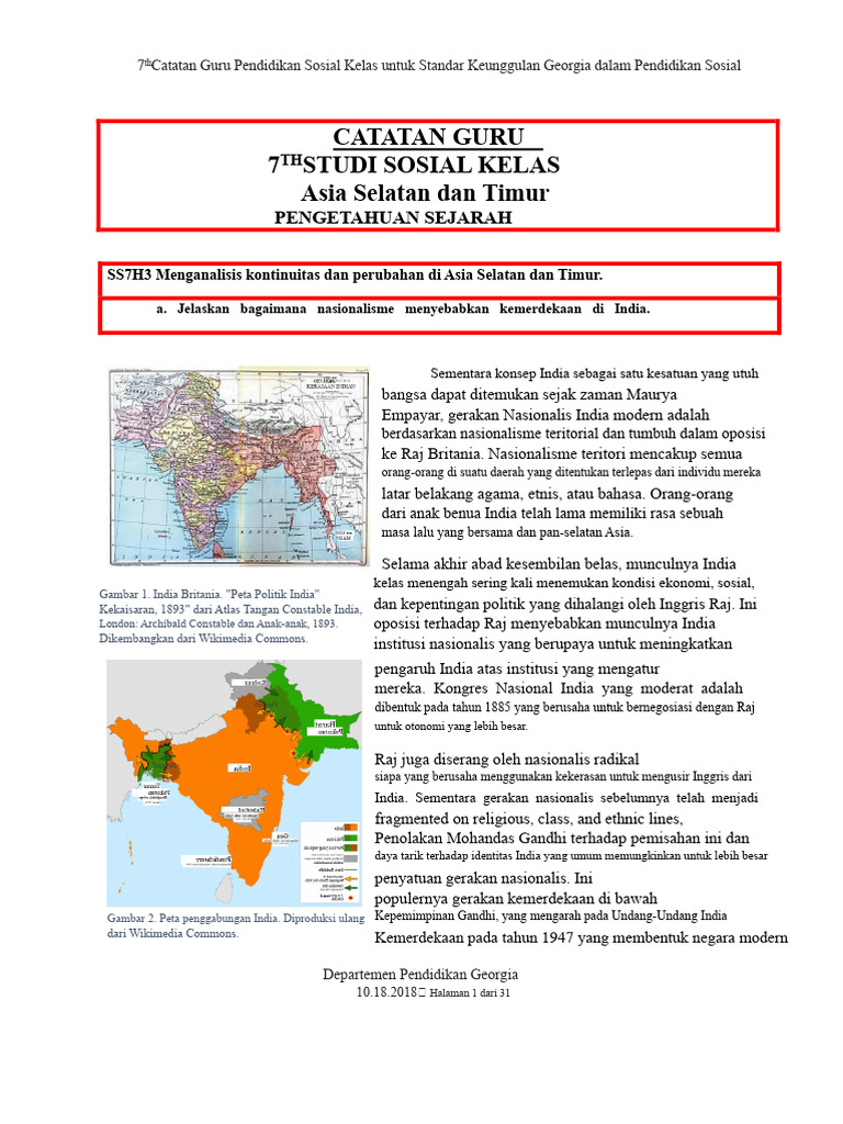 Social Studies 7th Grade Southern Eastern Asia Teacher Notes PDF | PDF