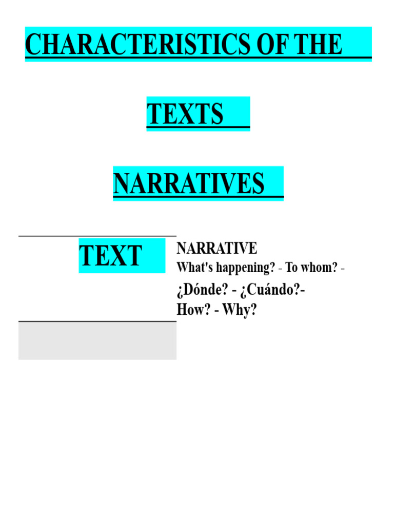 Characteristics of Narrative Texts (Paper | PDF