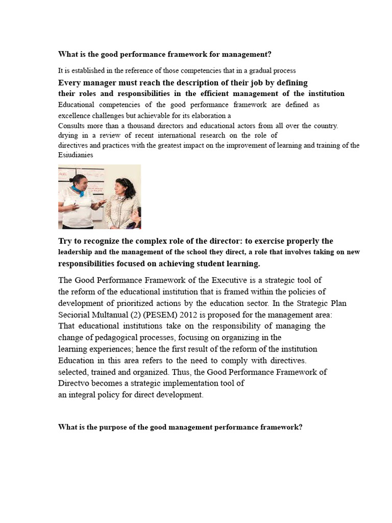 What Is The Framework For Good Executive Performance? | PDF | Pedagogy ...