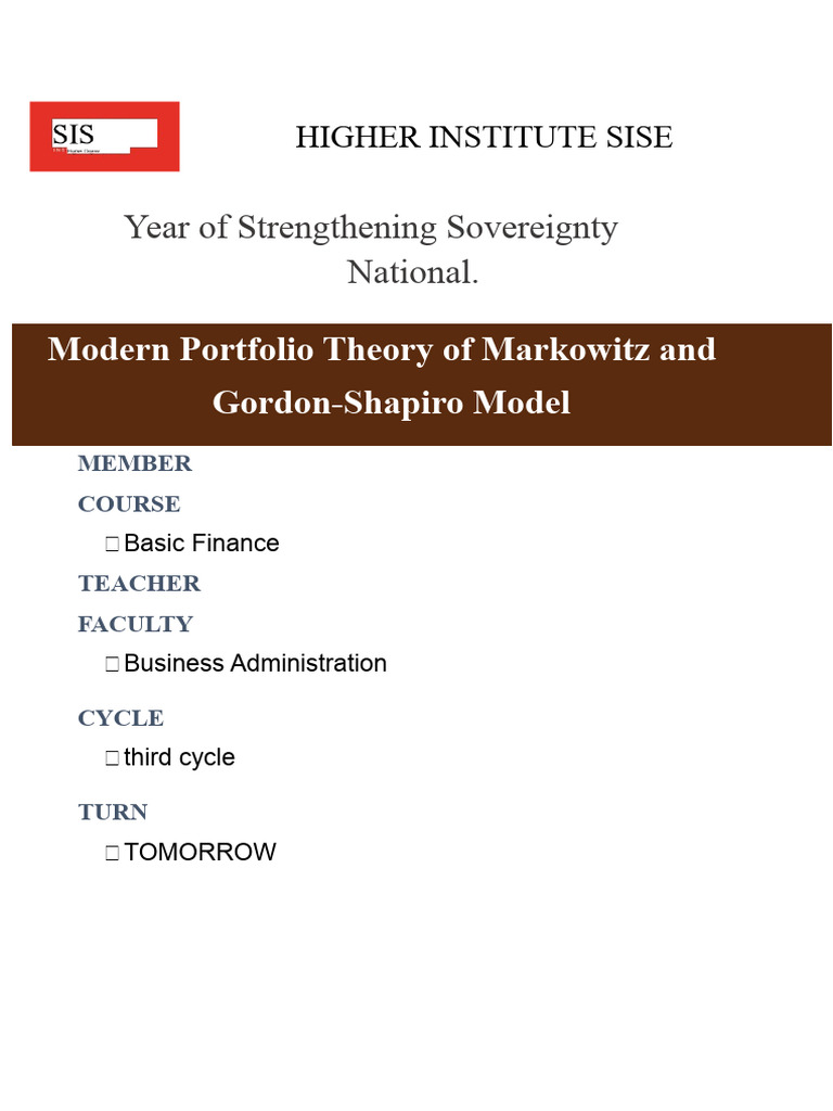 "Modern Portfolio Theory of Markowitz and | PDF | Modern Portfolio ...