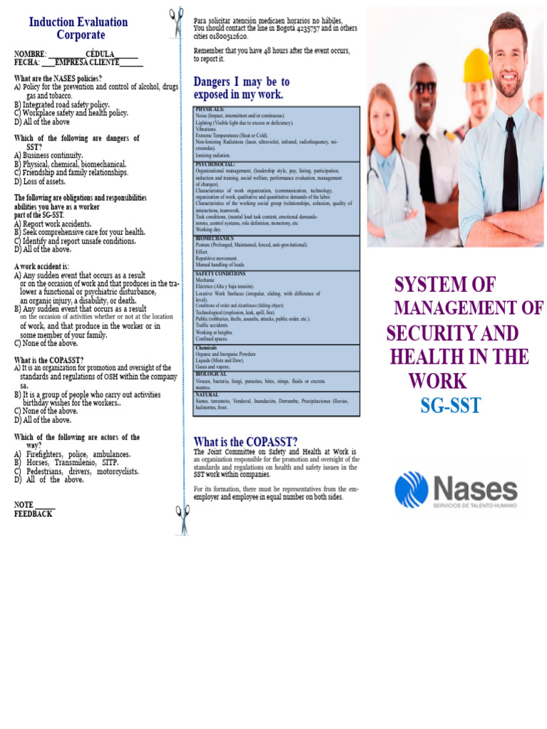 Induction Brochure SG-SST | PDF | Occupational Safety And Health ...