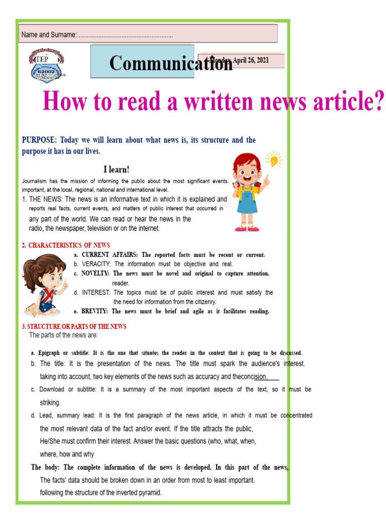 How To Read A Written News Article | PDF | News | Cognition