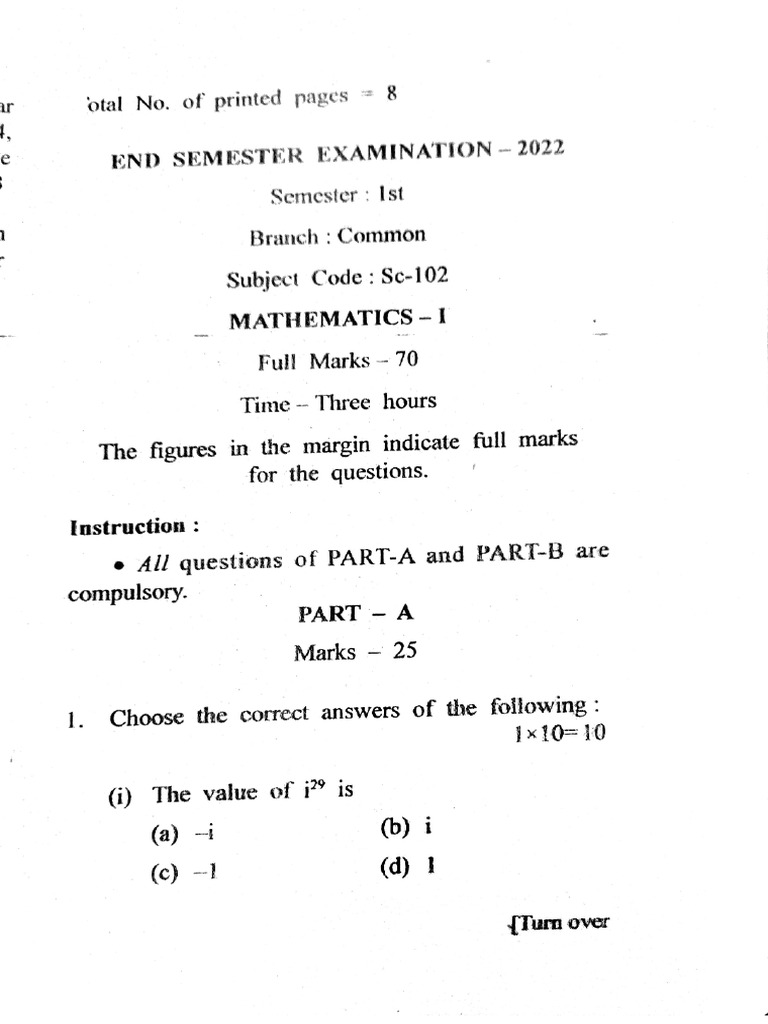Mathematics 2022 Question Paper | PDF