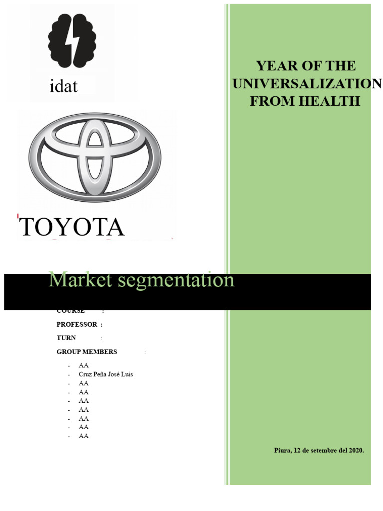 Market Segmentation - Toyota Case | PDF | Market Segmentation | Toyota