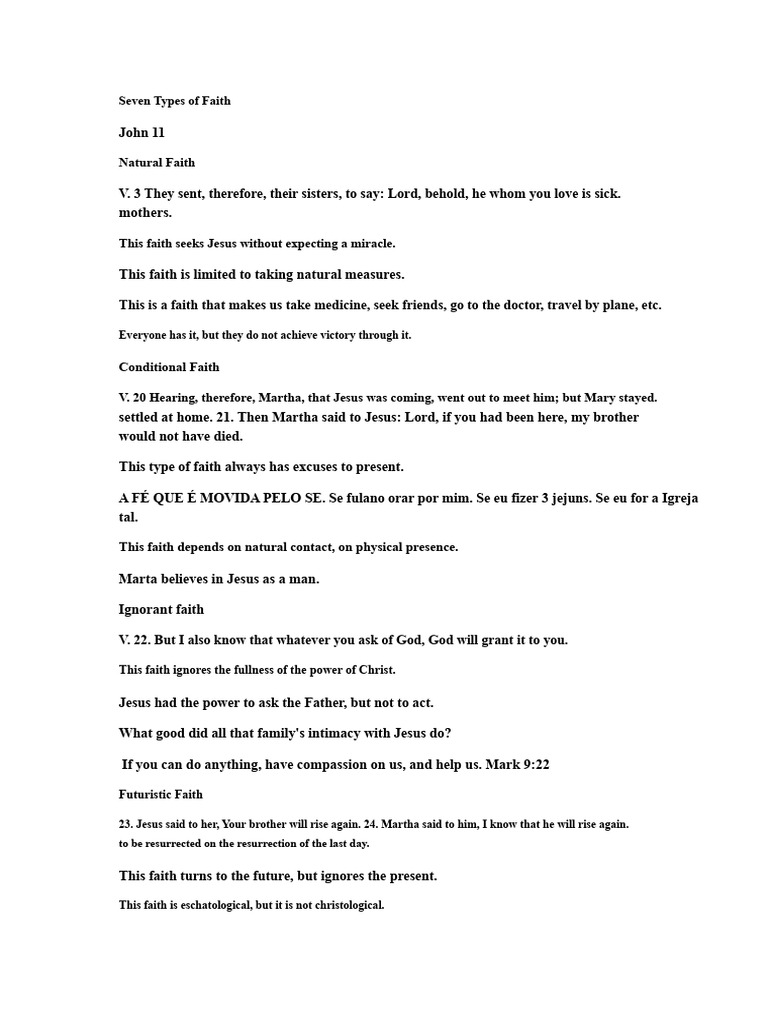 Seven Types of Faith | PDF | Jesus | Faith
