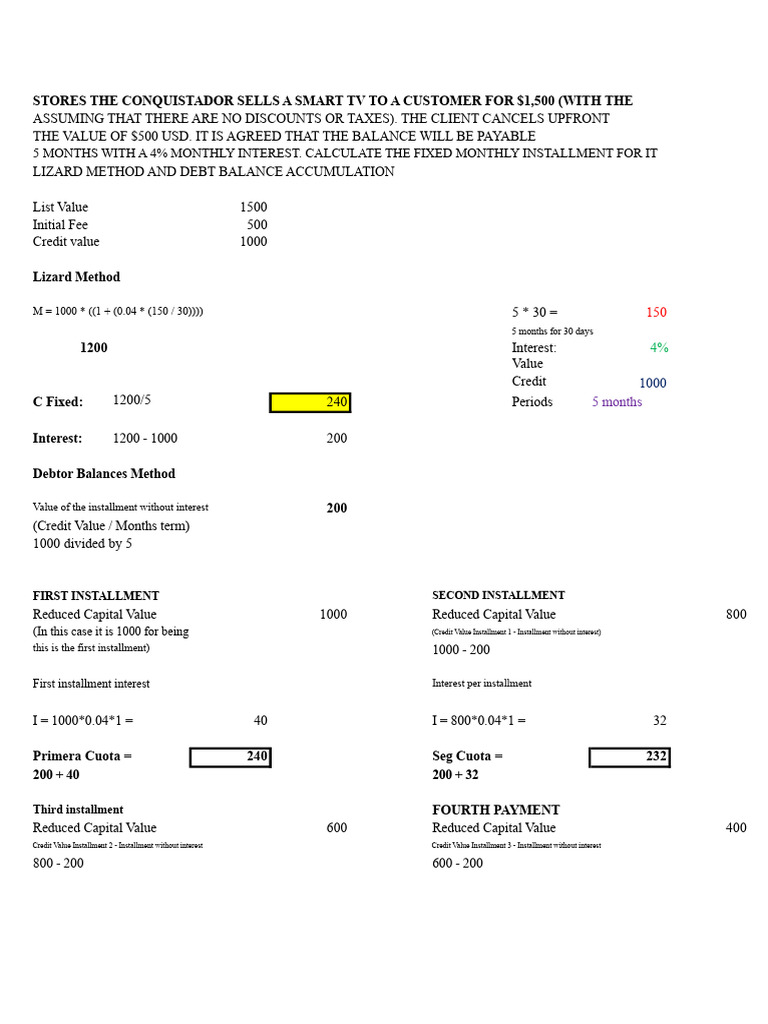 Application Exercise Simple Interest (Lizard Methods and Balance ...