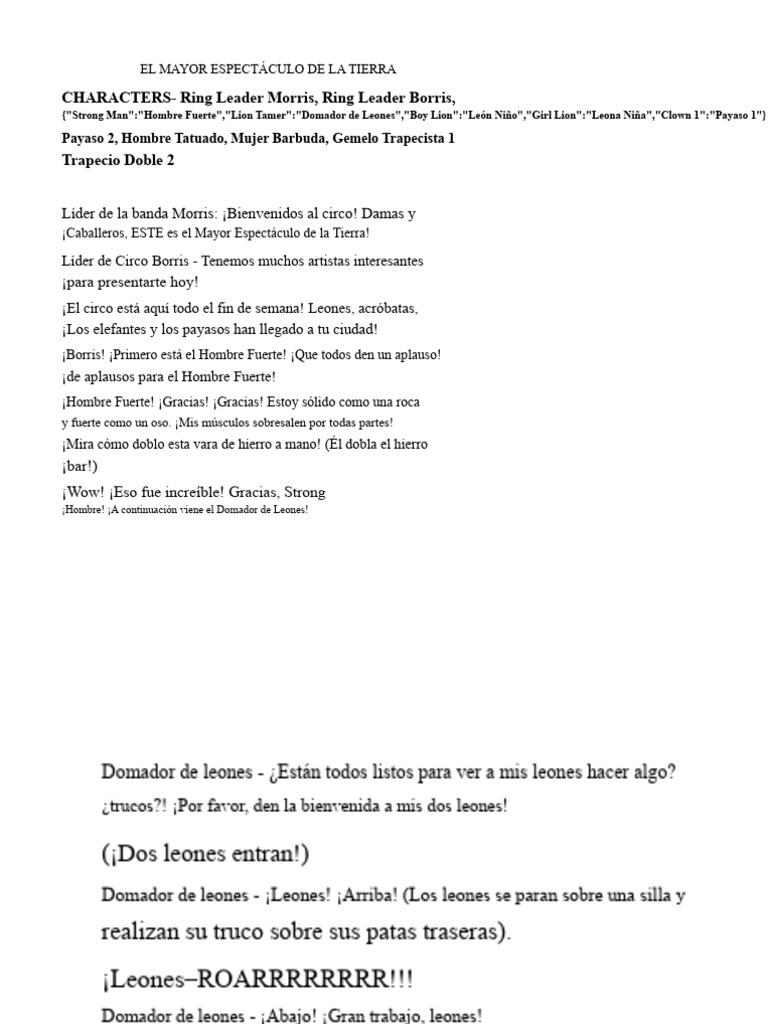 El Mayor Espectáculo de La Tierra Teatro de Lectores | PDF | Circo | Payaso