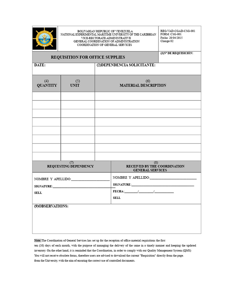 Office Supplies Requisition Form CSG-001 | PDF | Chess Openings | Chess ...