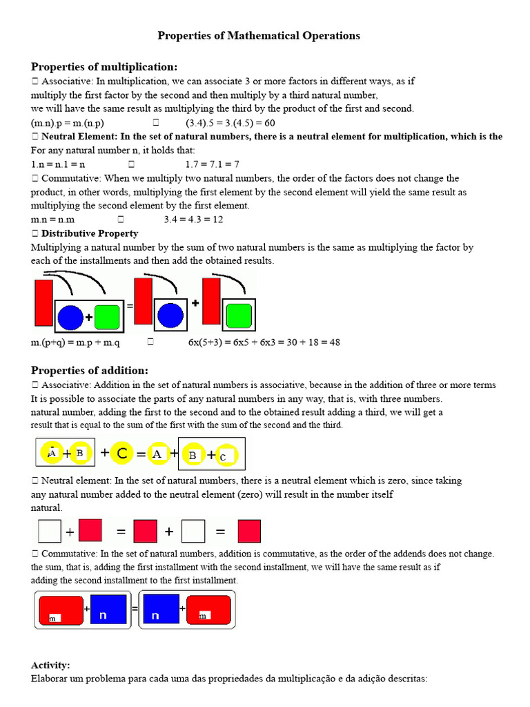 Properties of Mathematical Operations | PDF