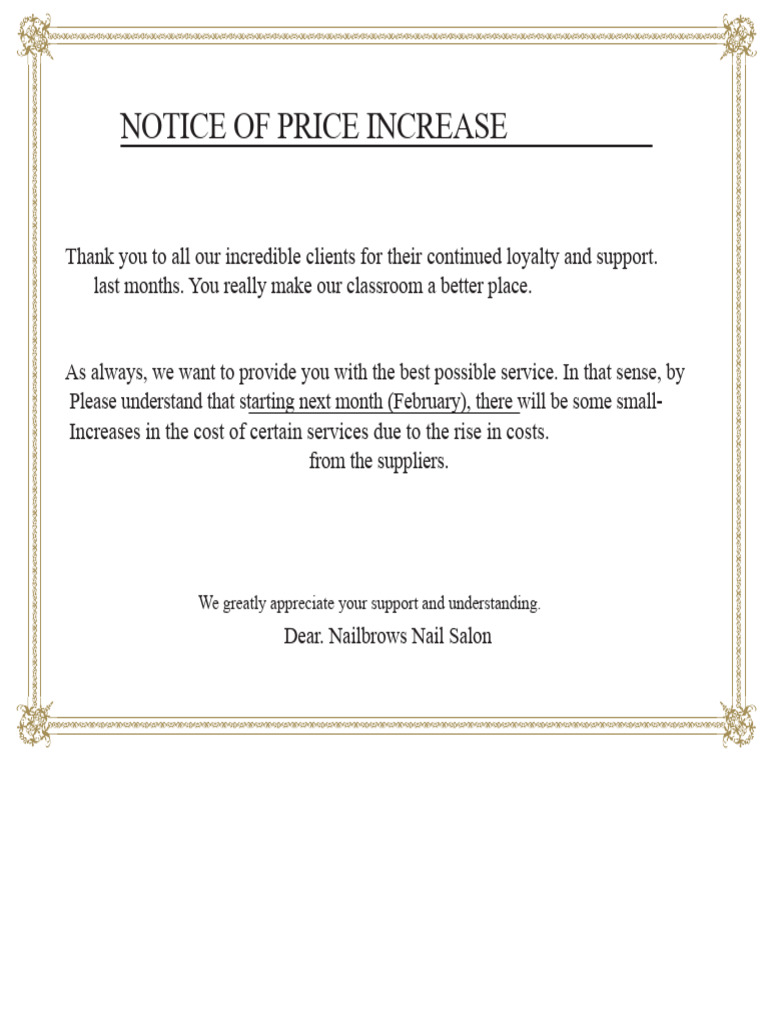 Notice of Price Increase | PDF