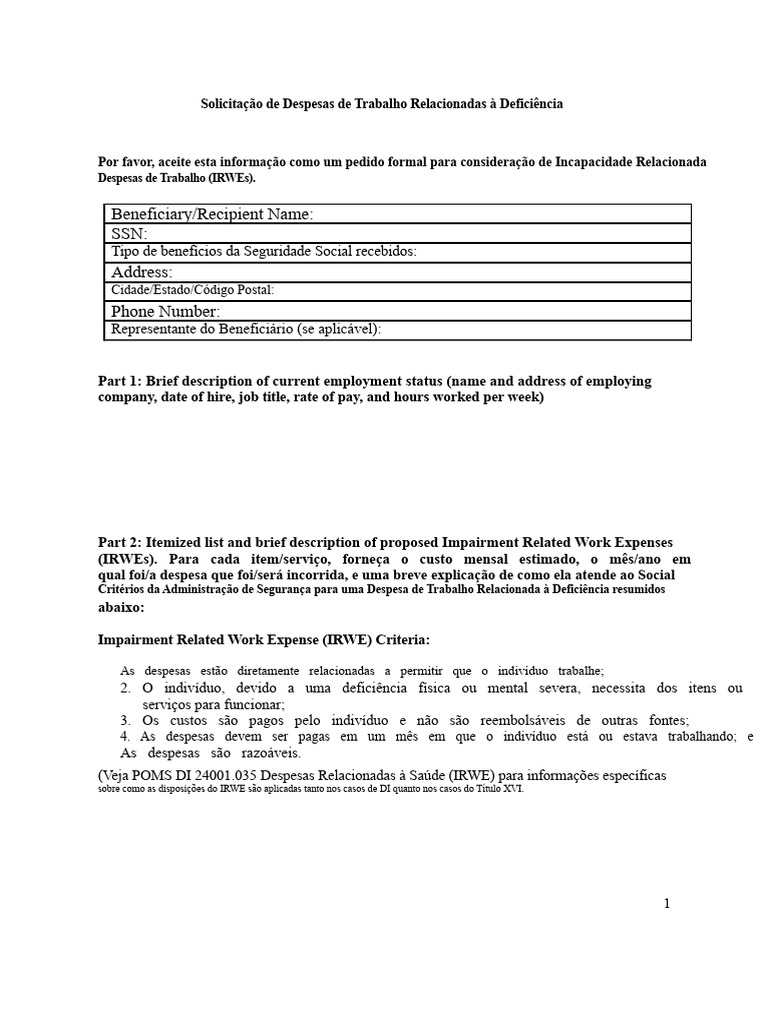 Modelo de Solicitação de IRWE | PDF